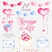 Valentine's Day Watercolor Clipart. Hand Painted Envelopes, Hearts, Air ...