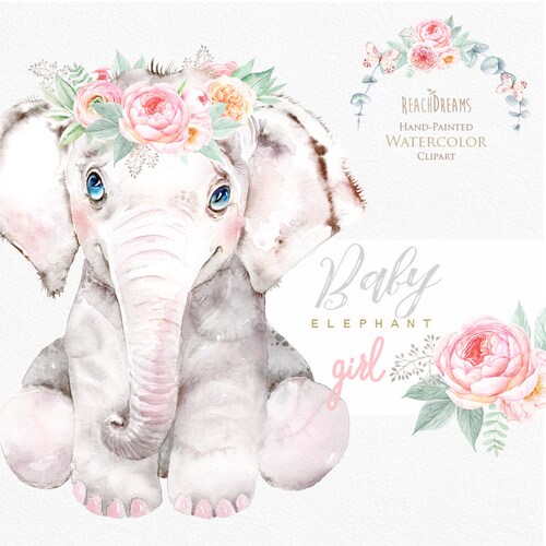 Watercolor Elephant Boy Little Animals Clipart Babies - Etsy