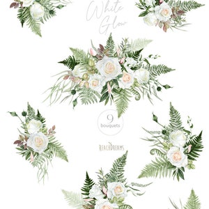 White Roses Clipart, Wedding Floral Clipart, Bouquets Roses, Winter ...