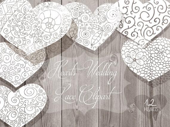 Rustic Wedding Hearts Clip Art 9 Vintage Wedding Typography Clipart!