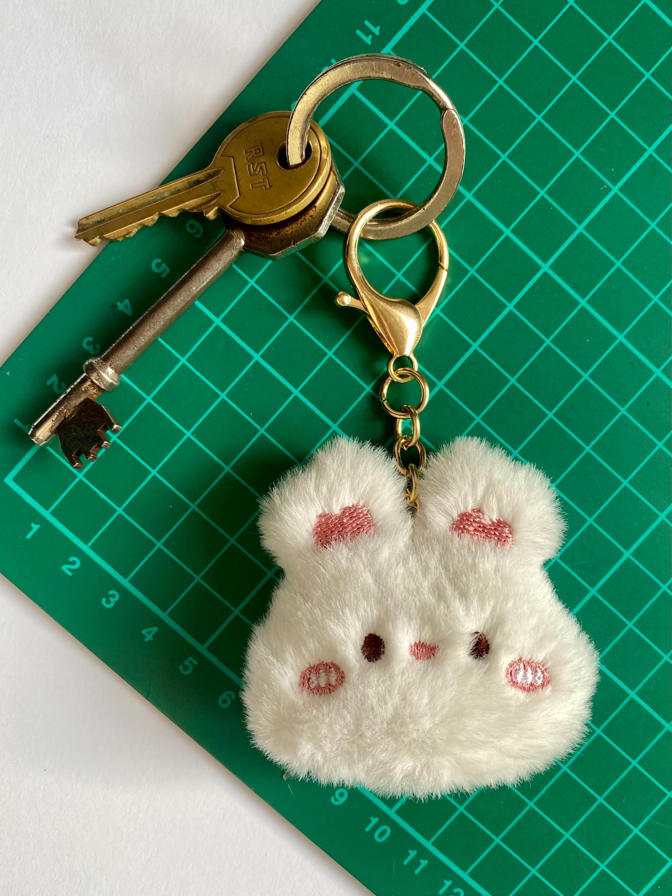 Cute Kawaii Bunny Plush Keychain – Soft Fluffy Charm, Pastel Aesthetic ...