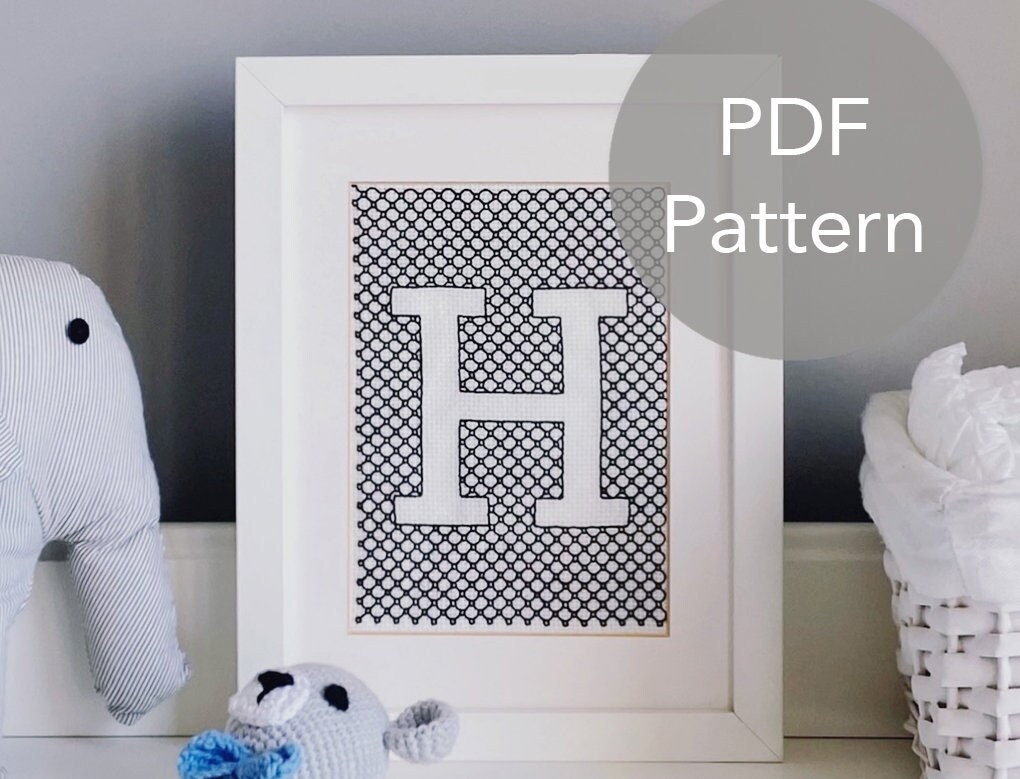 Blackwork Pattern PDF Monogram Letter - Monochrome Embroidery, Alphabet ...