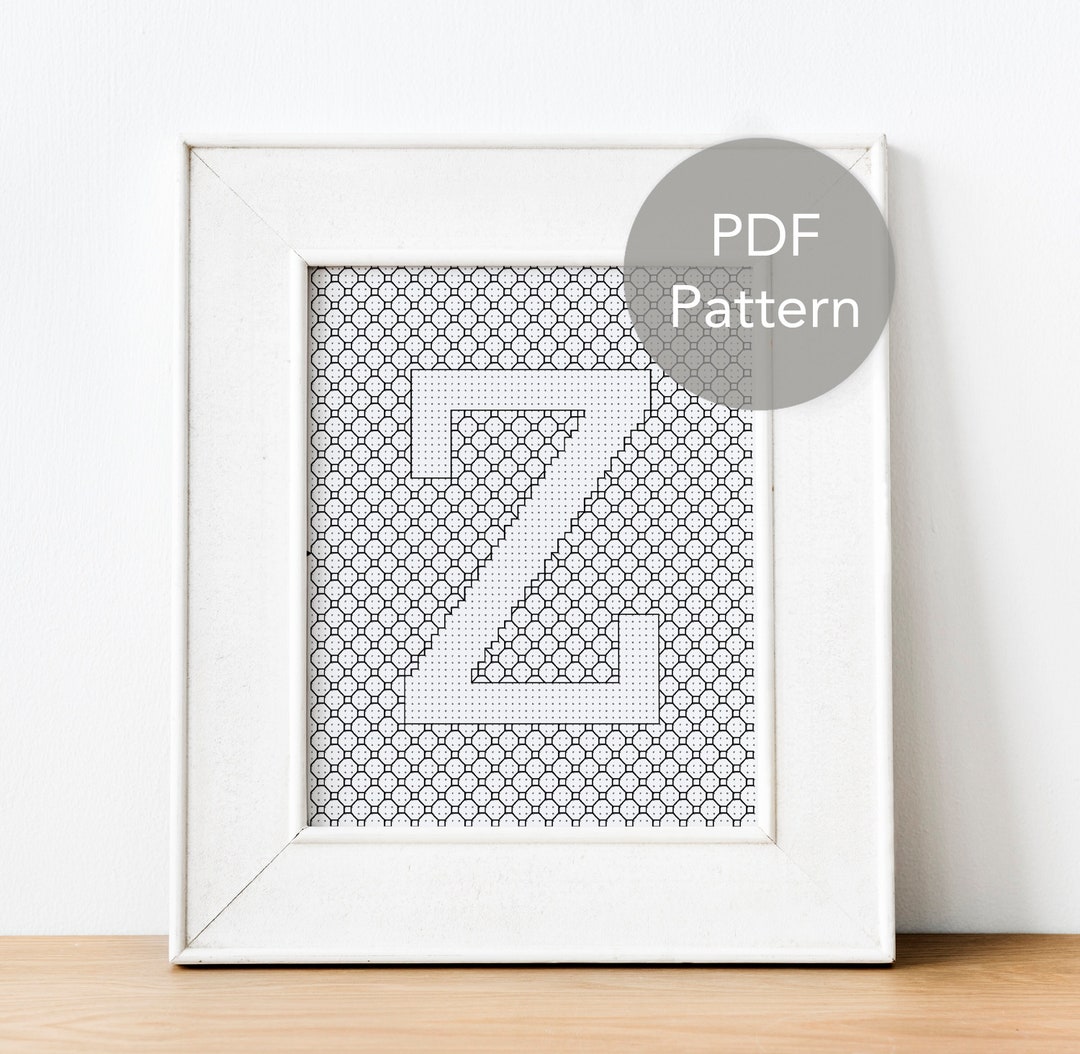 Monogram Letter Z Blackwork Pattern PDF - Monochrome Embroidery ...
