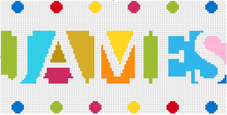 Colorful Name Sign Custom Cross Stitch PDF Pattern - Baby Nursery Wall ...
