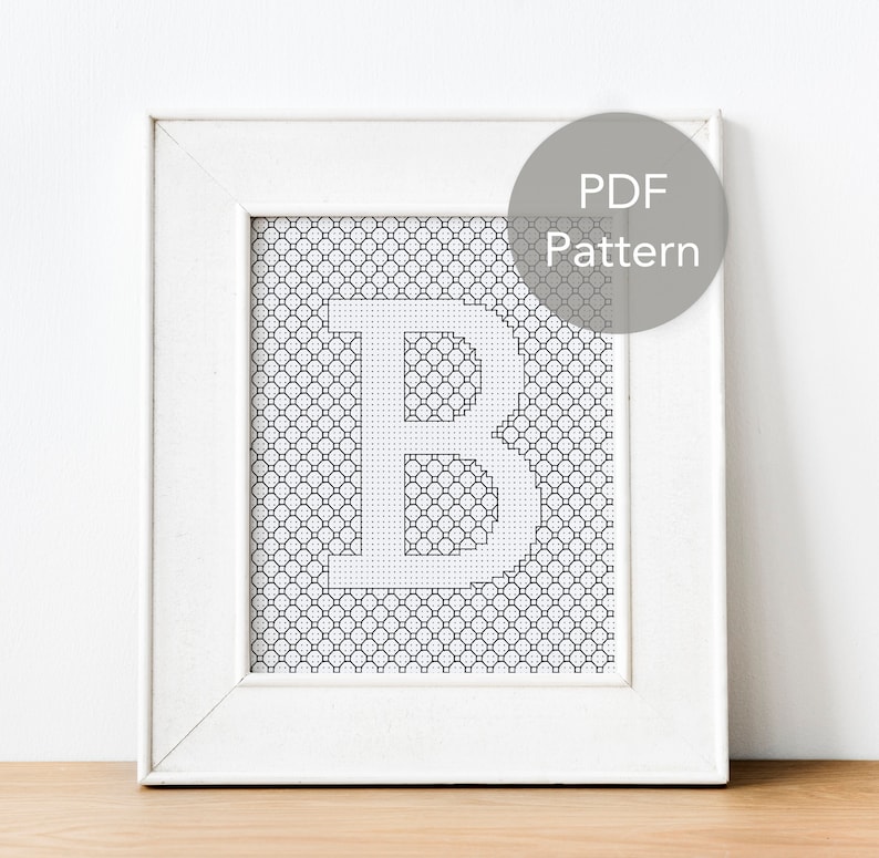 Monogram Letter B Blackwork Pattern PDF - Monochrome Embroidery ...