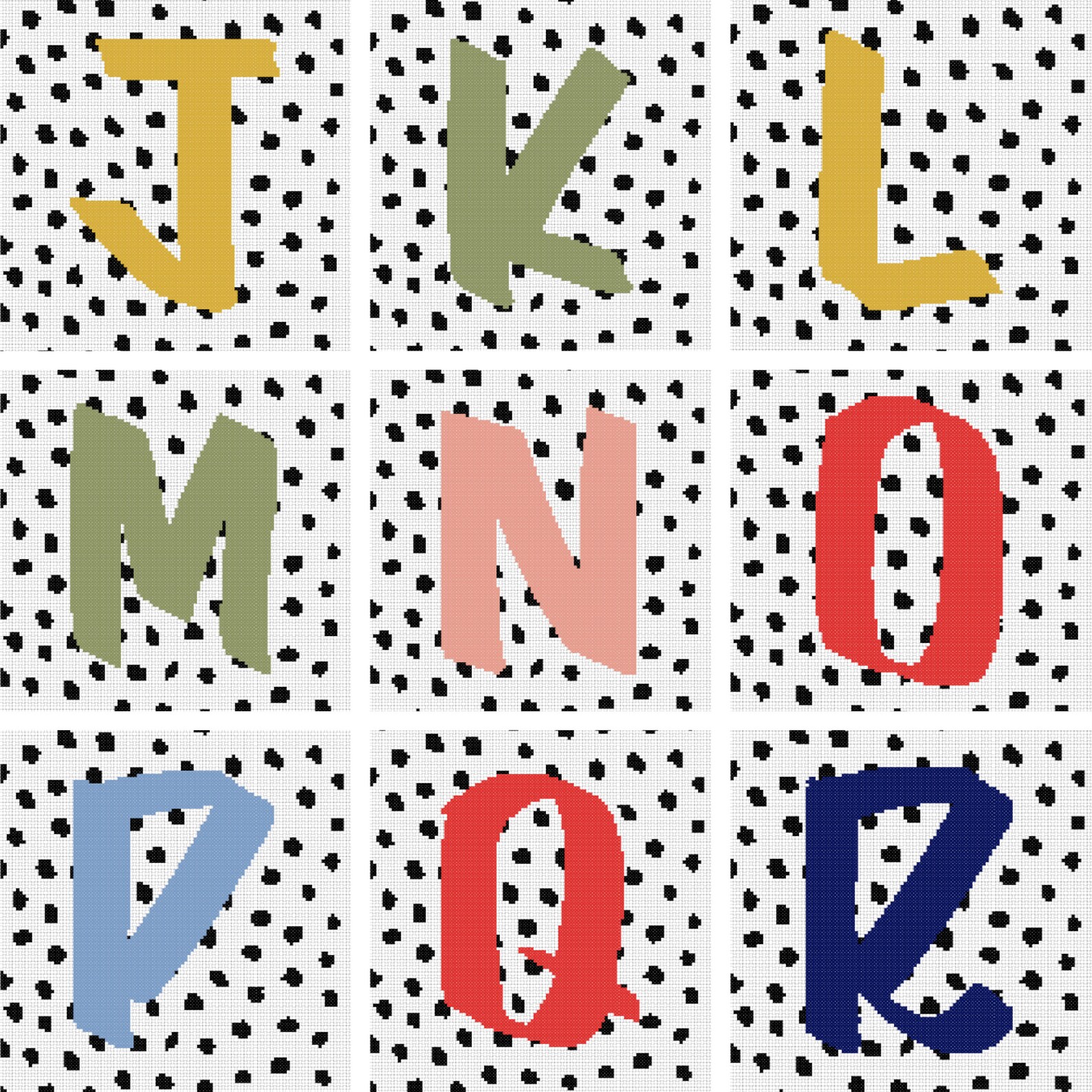 Letter G With Polka Dots Cross Stitch Pattern PDF - Cross Stitch ...