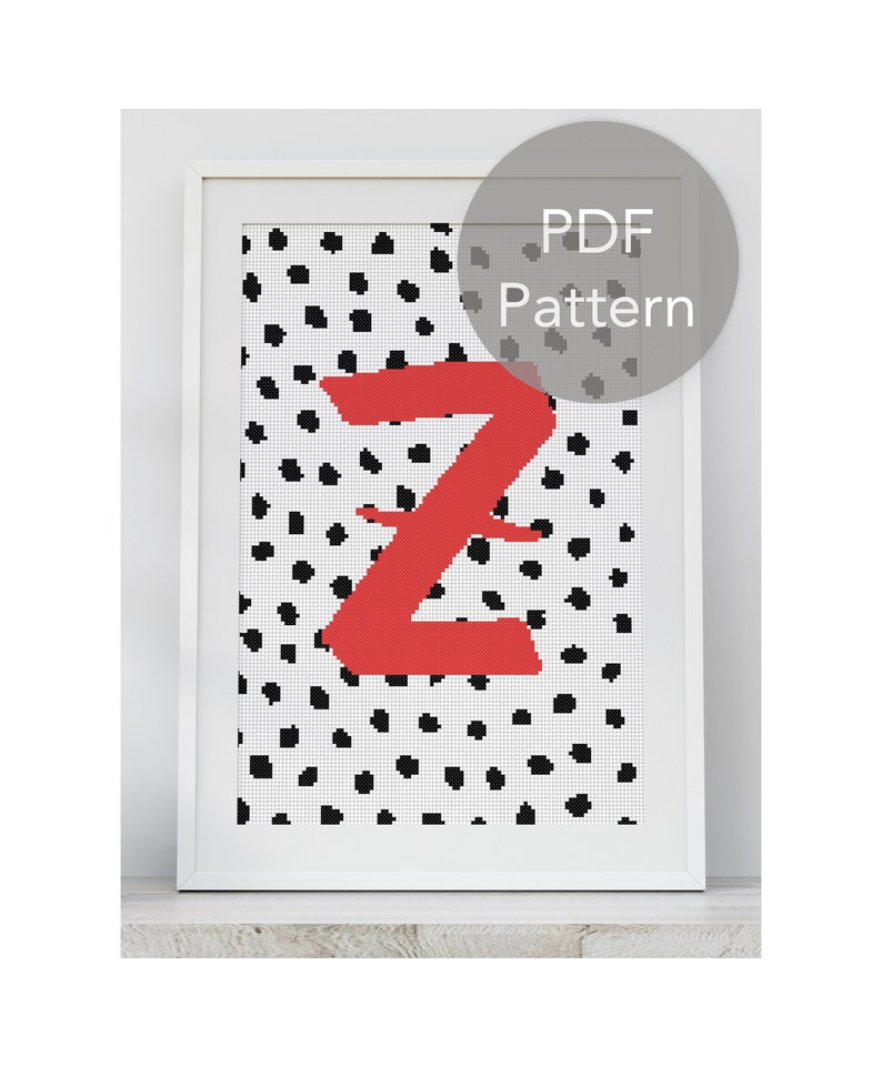Letter Z With Polka Dots Cross Stitch Pattern PDF - Cross Stitch ...