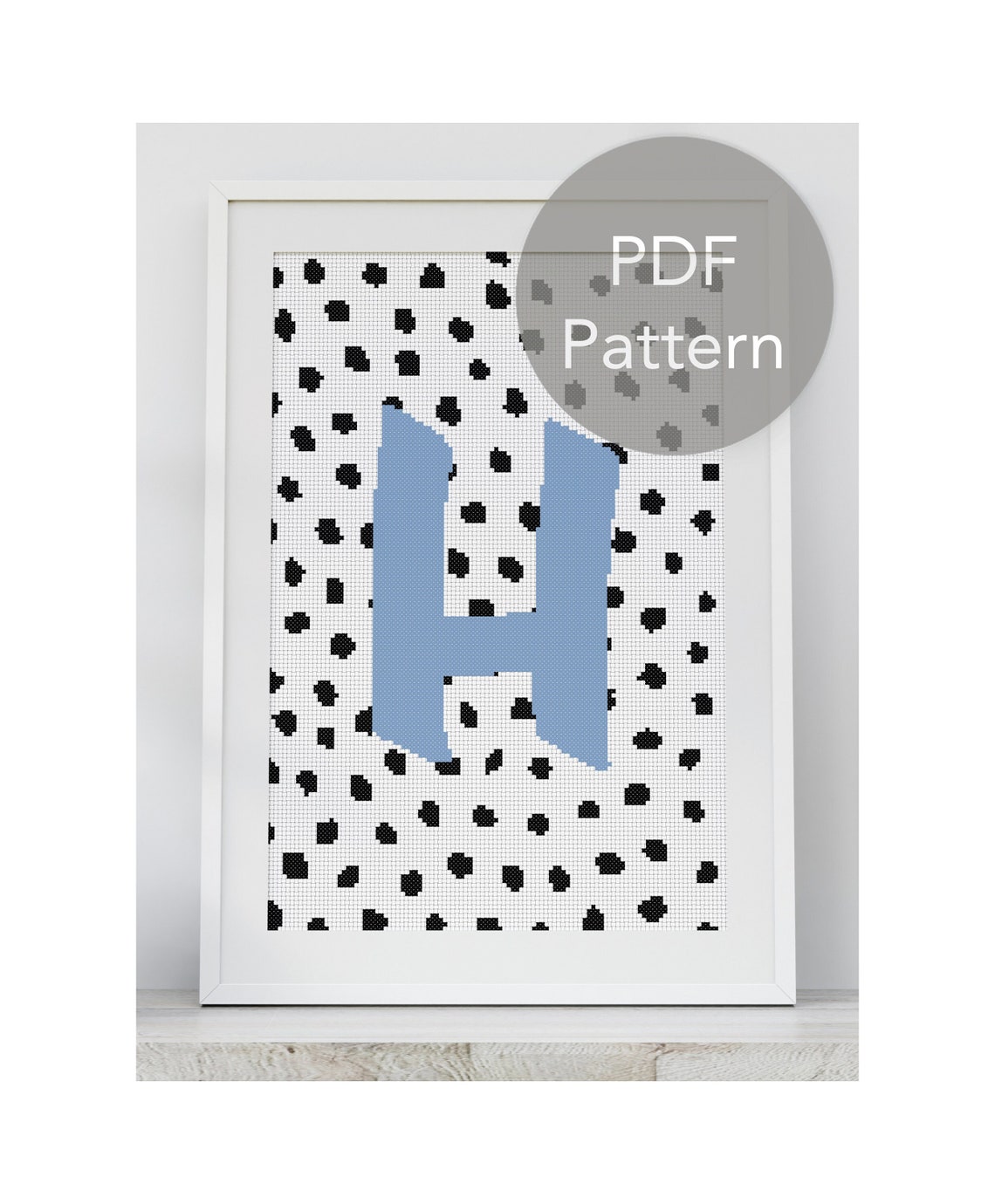 Letter H With Polka Dots Cross Stitch Pattern PDF - Cross Stitch ...