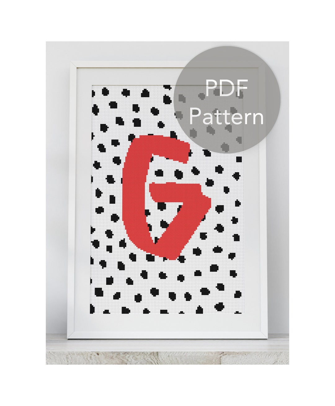 Letter G With Polka Dots Cross Stitch Pattern PDF - Cross Stitch ...