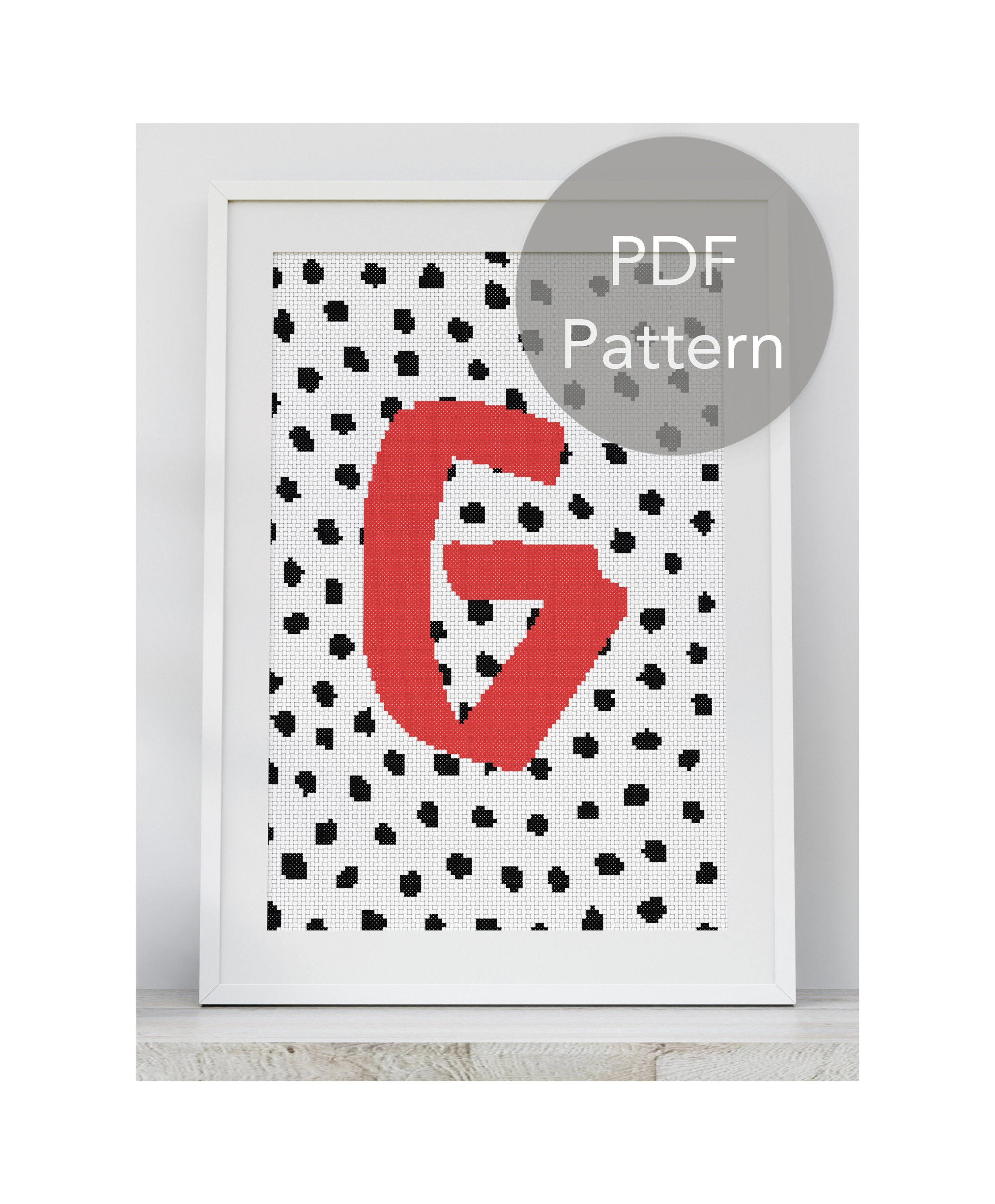 Letter G With Polka Dots Cross Stitch Pattern PDF - Cross Stitch ...