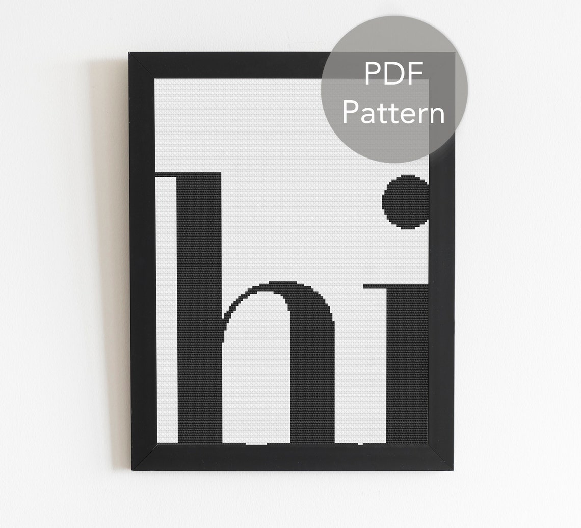 Hi Cross Stitch PDF Pattern - Entryway Decoration, Minimalist Home ...