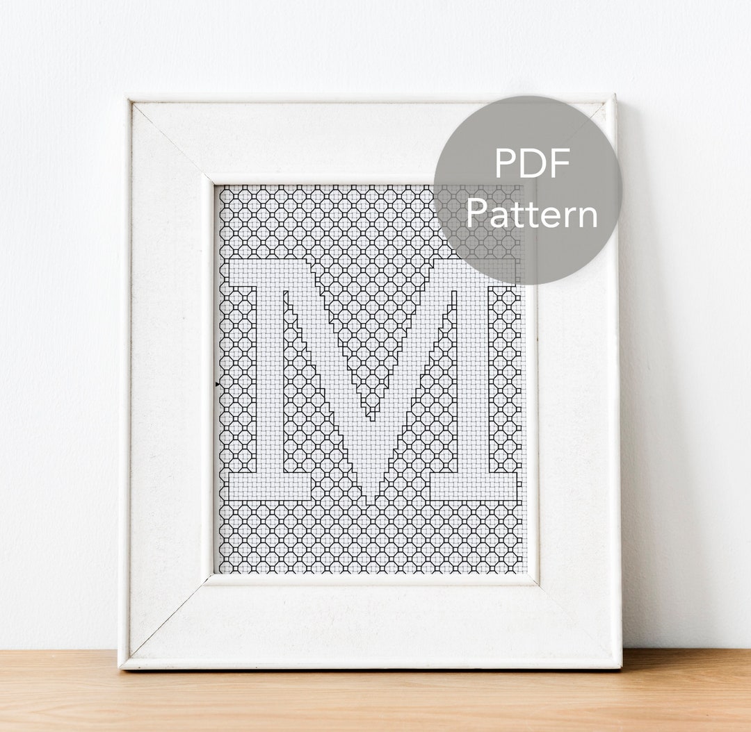 Monogram Letter M Blackwork Pattern PDF Monochrome - Etsy