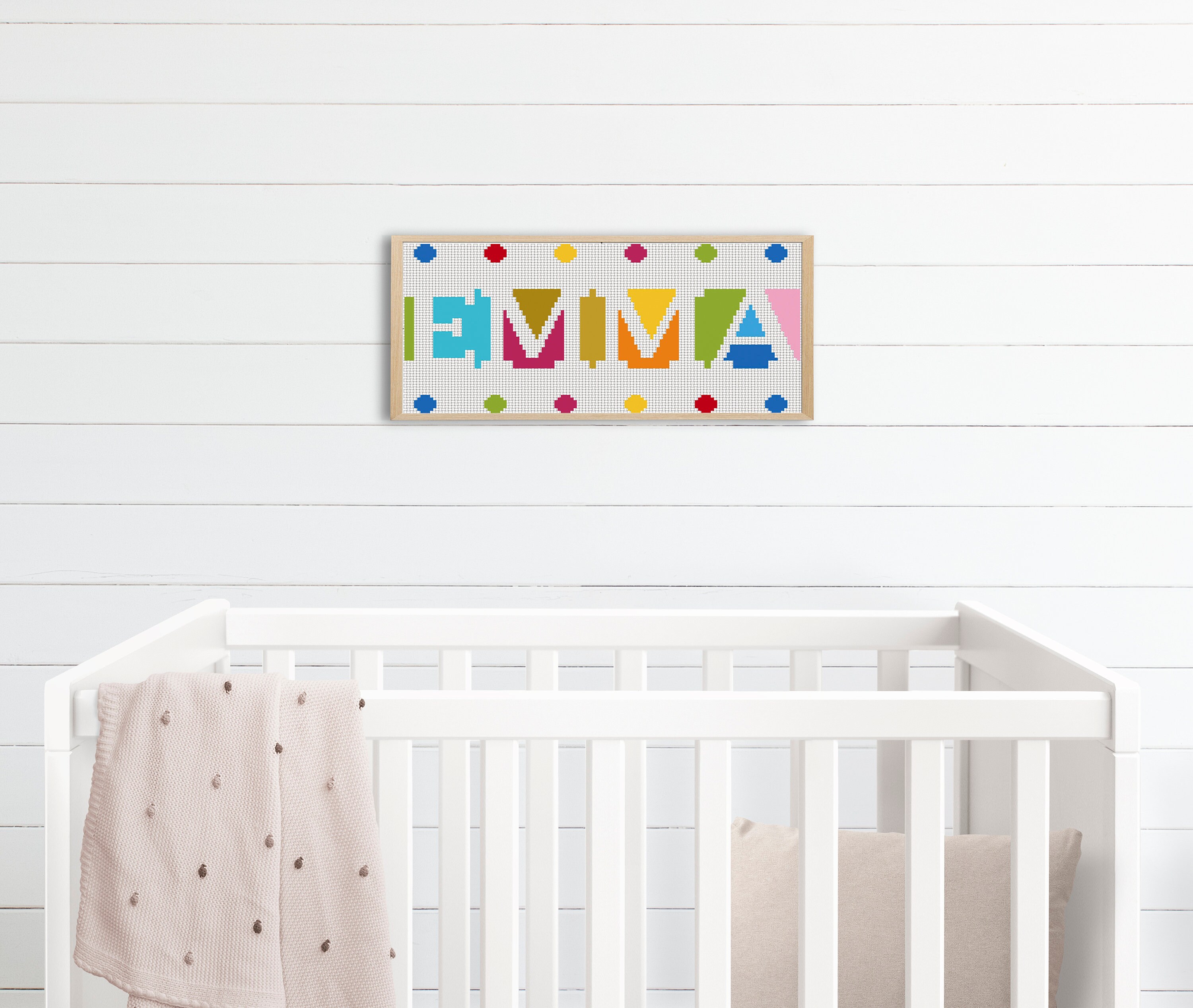 Colorful Name Sign Custom Cross Stitch PDF Pattern - Baby Nursery Wall ...