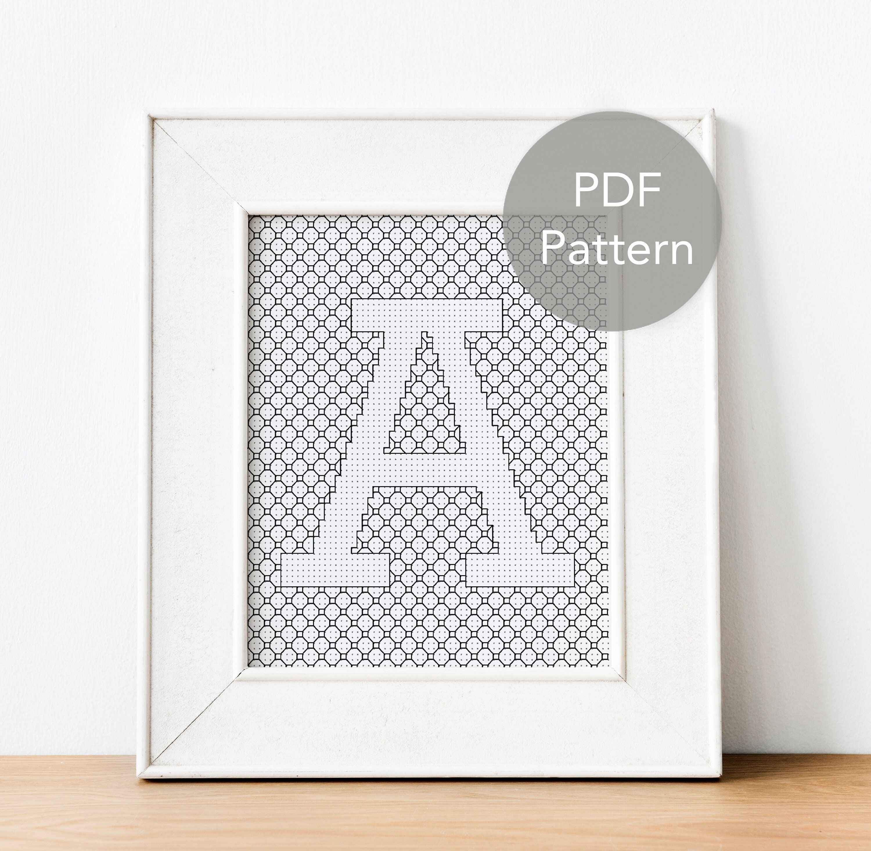 Monogram Letter A Blackwork Pattern PDF Monochrome Embroidery, Alphabet ...