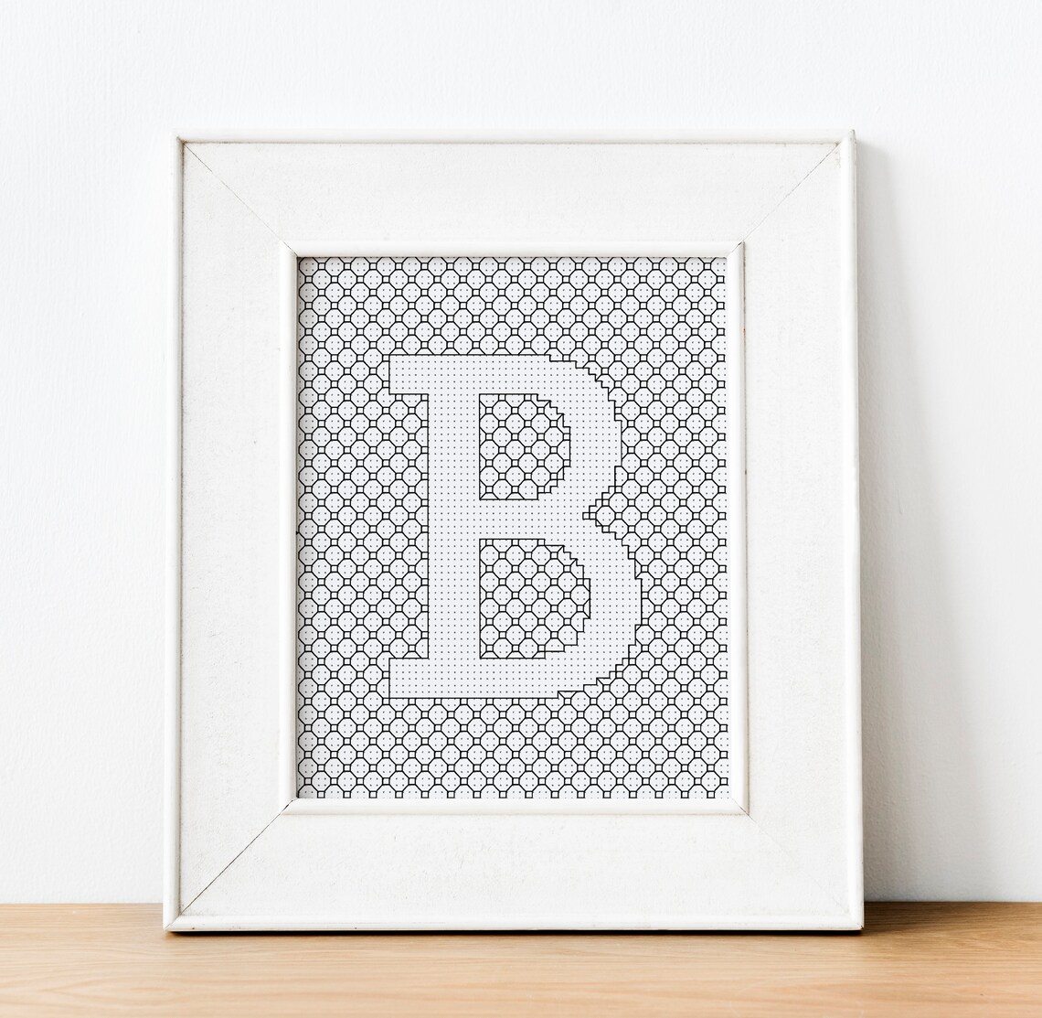 Monogram Letter B Blackwork Pattern PDF - Monochrome Embroidery ...