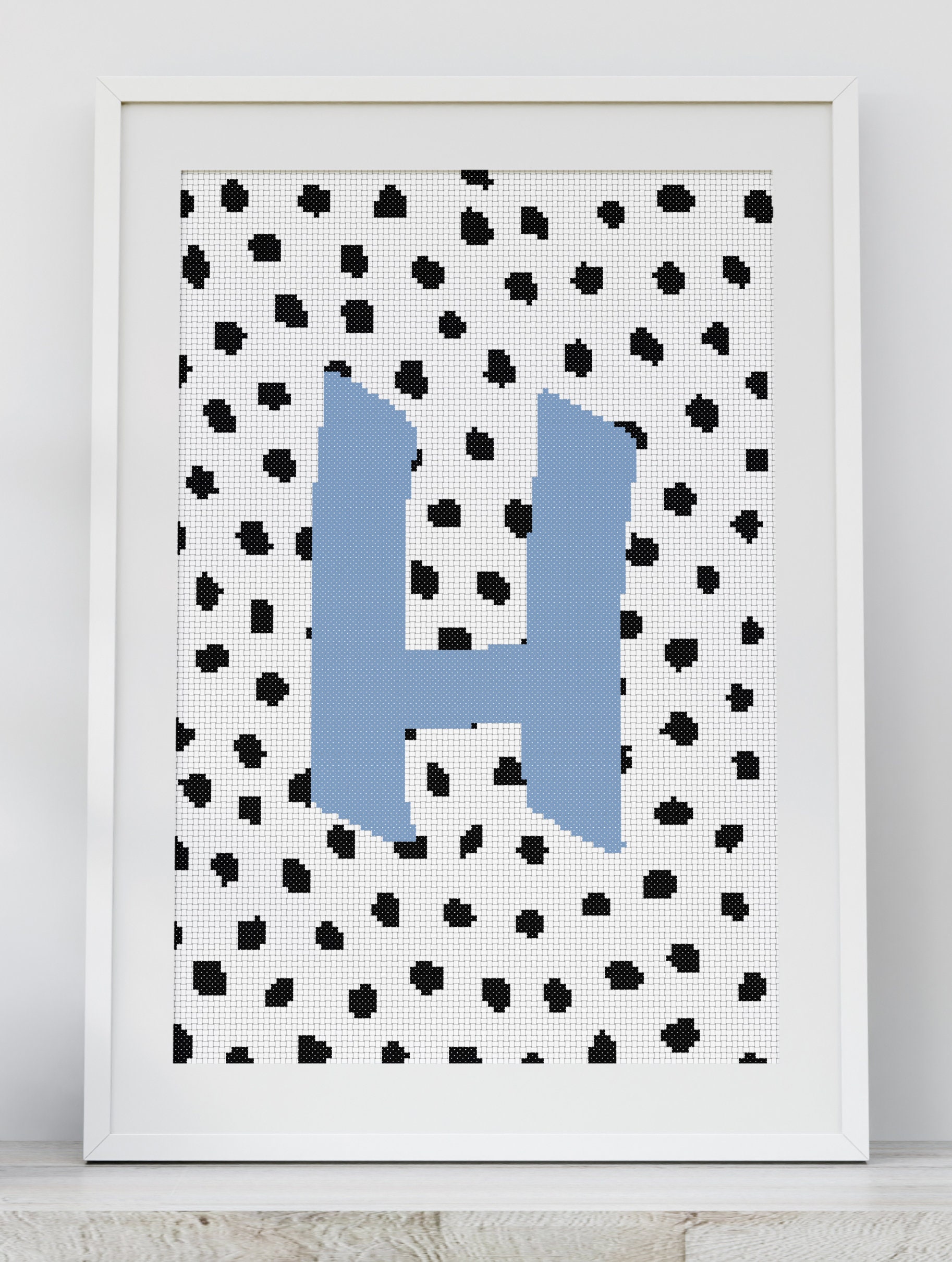 Letter H With Polka Dots Cross Stitch Pattern PDF - Cross Stitch ...