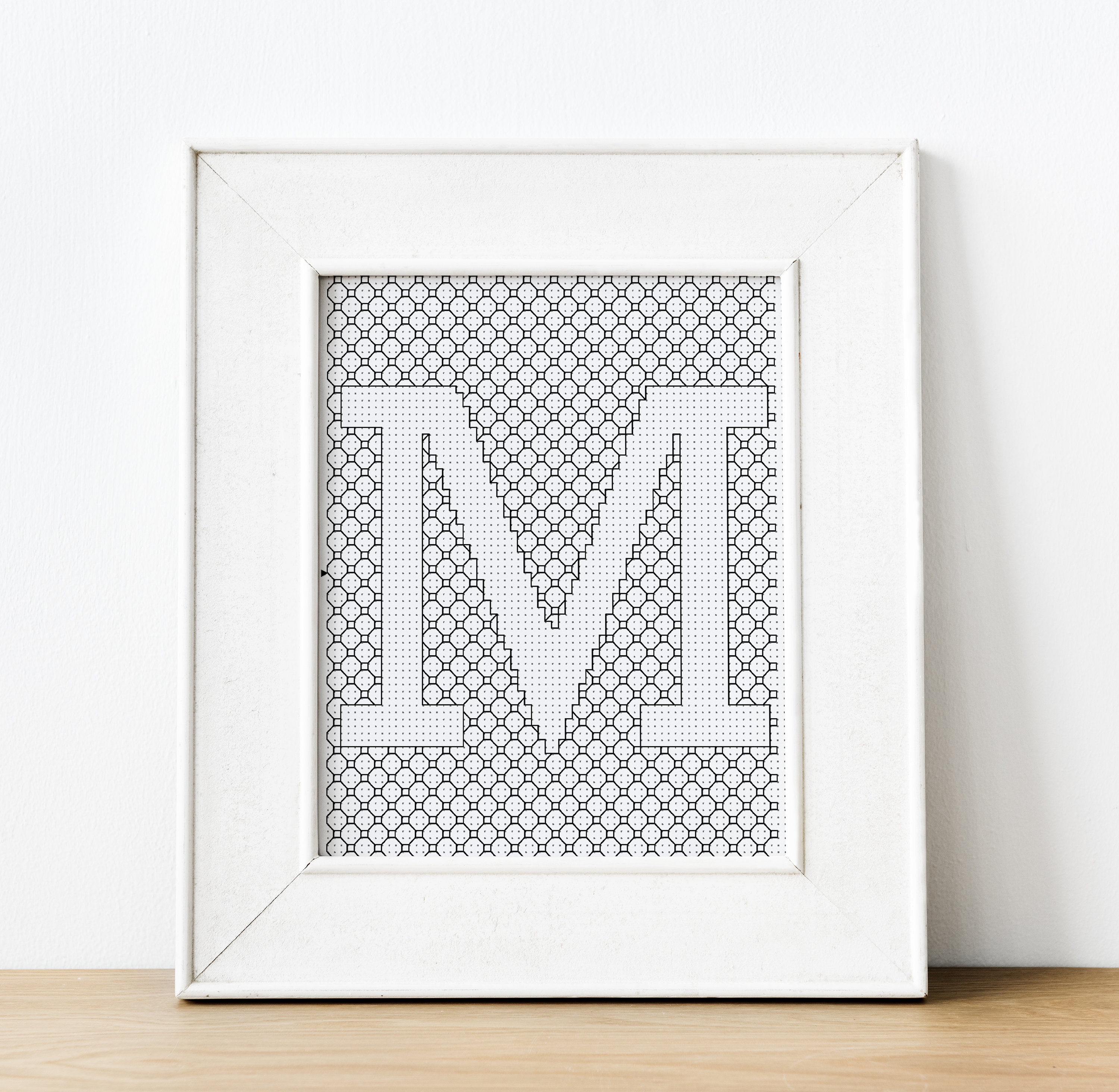 Monogram Letter M Blackwork Pattern PDF - Monochrome Embroidery ...