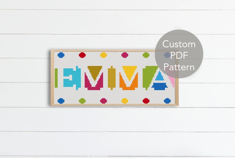 Colorful Name Sign Custom Cross Stitch PDF Pattern - Baby Nursery Wall ...