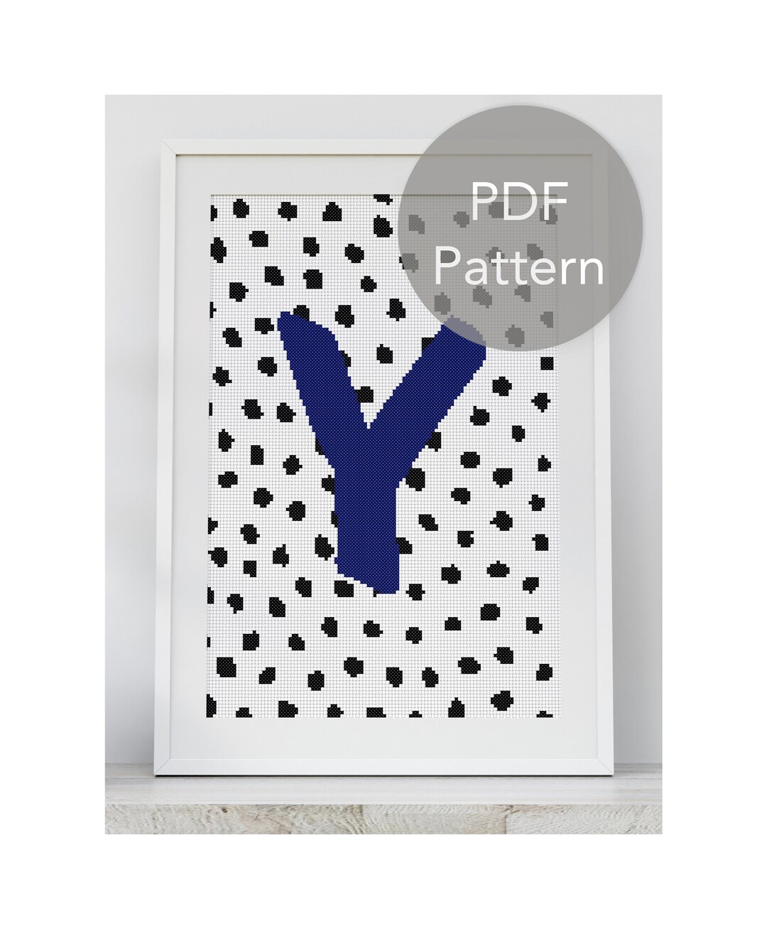 Letter Y With Polka Dots Cross Stitch Pattern PDF - Cross Stitch ...