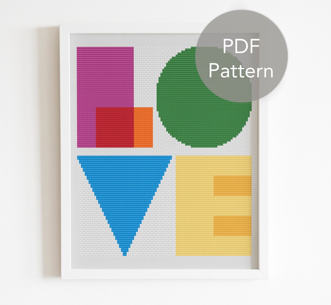 Geometric Love Cross Stitch Pattern PDF Modern Cross Stitch Sampler ...