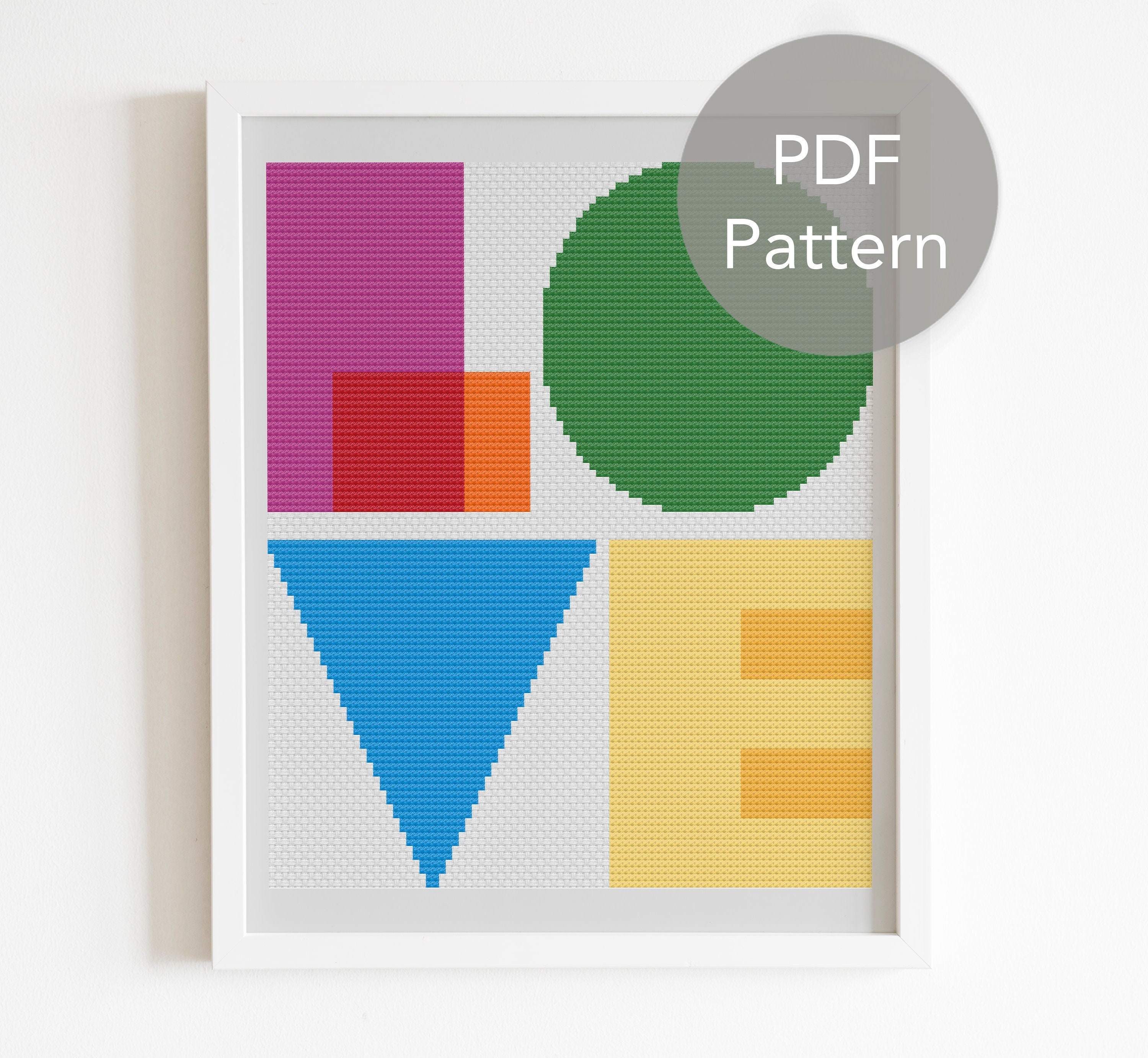 Geometric Love Cross Stitch Pattern PDF - Modern Cross Stitch Sampler ...