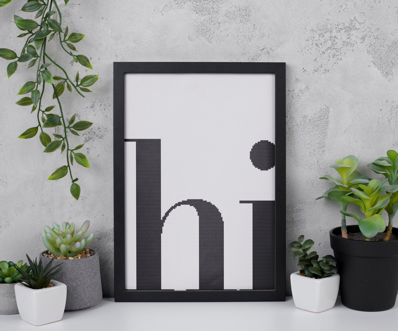 Hi Cross Stitch PDF Pattern - Entryway Decoration, Minimalist Home ...