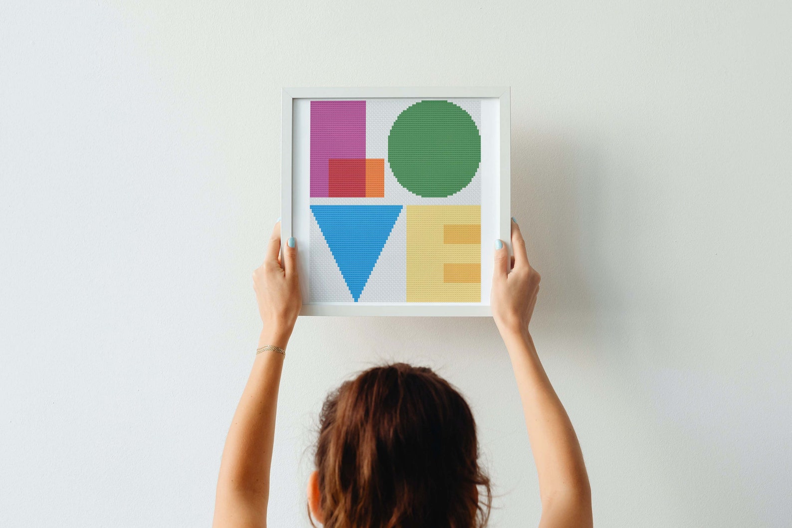 Geometric Love Cross Stitch Pattern PDF - Modern Cross Stitch Sampler ...