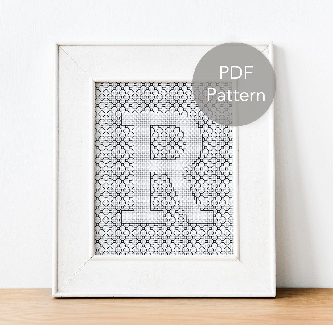 Monogram Letter R Blackwork Pattern PDF Monochrome - Etsy