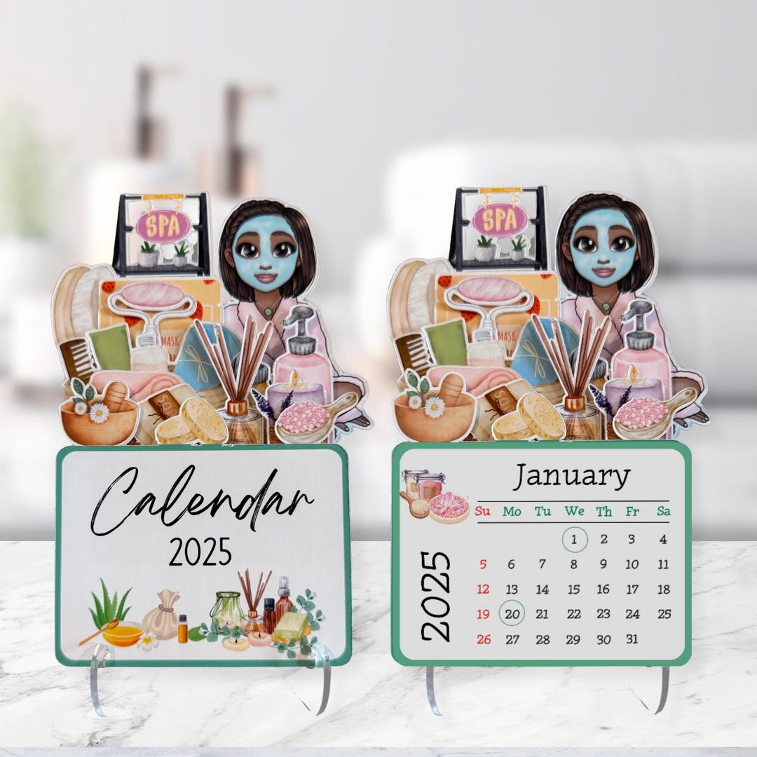 2025 Mini Spa Desk Calendar, Self Care Calendar, African American ...