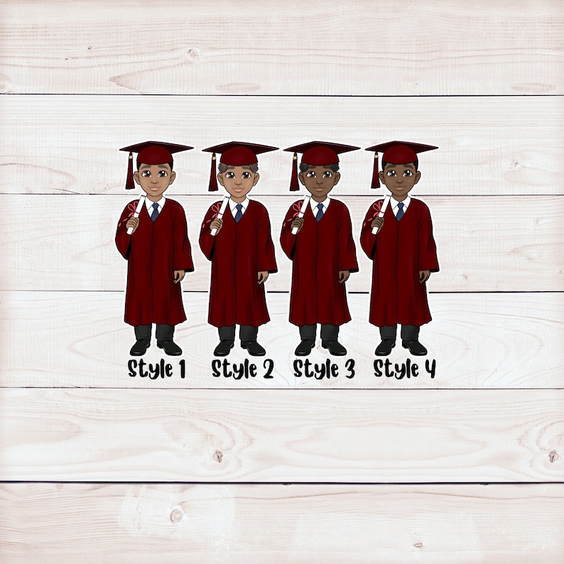 Maroon Cap and Gown Graduation Party Cupcake Toppers: African American ...