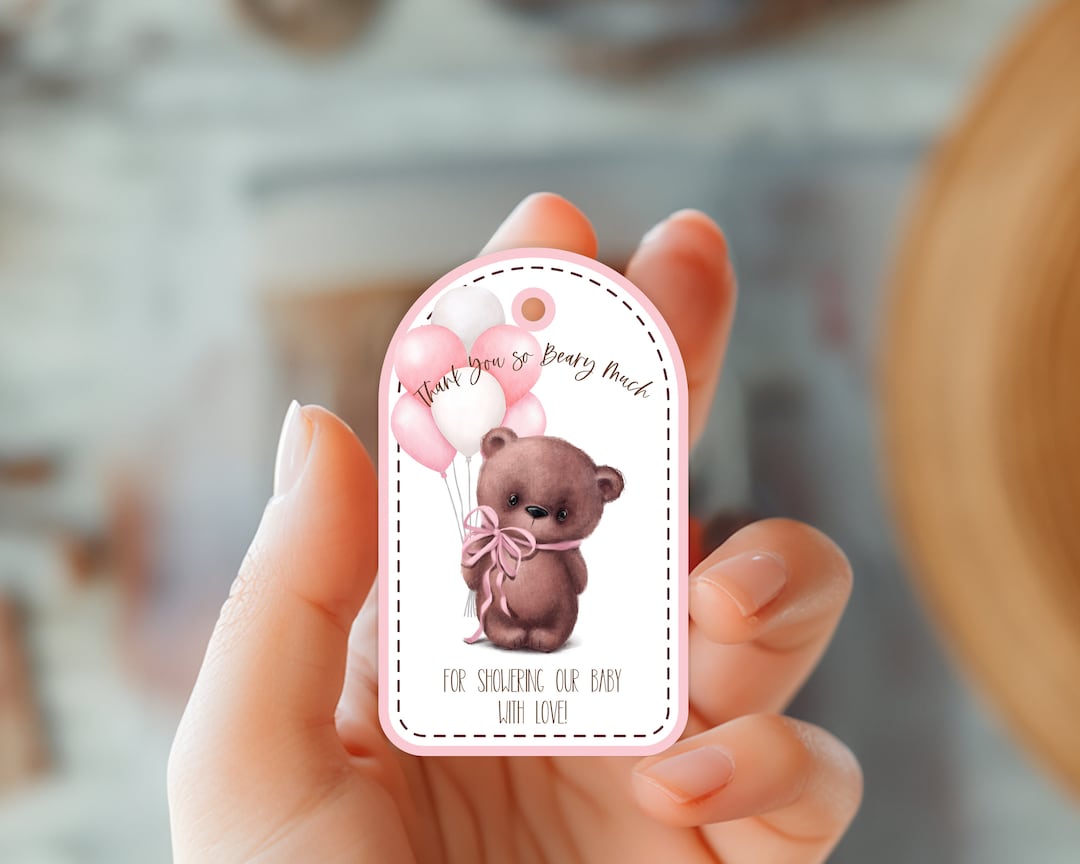 Thank You Beary Much Baby Shower Favor Tags, Teddy Bear Themed Hang ...