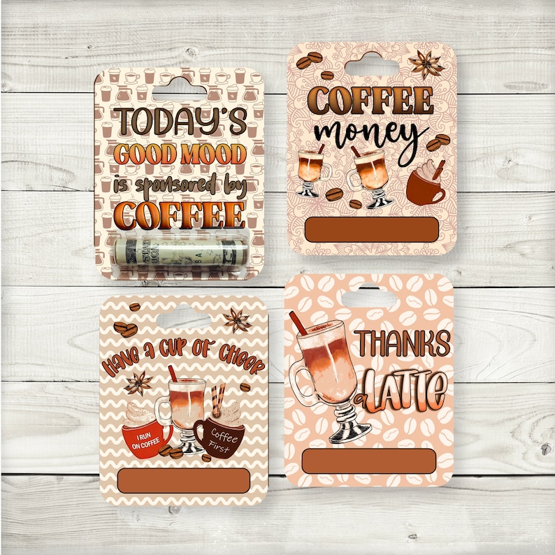 Thanks Latte Coffee Money Card Holders - Etsy