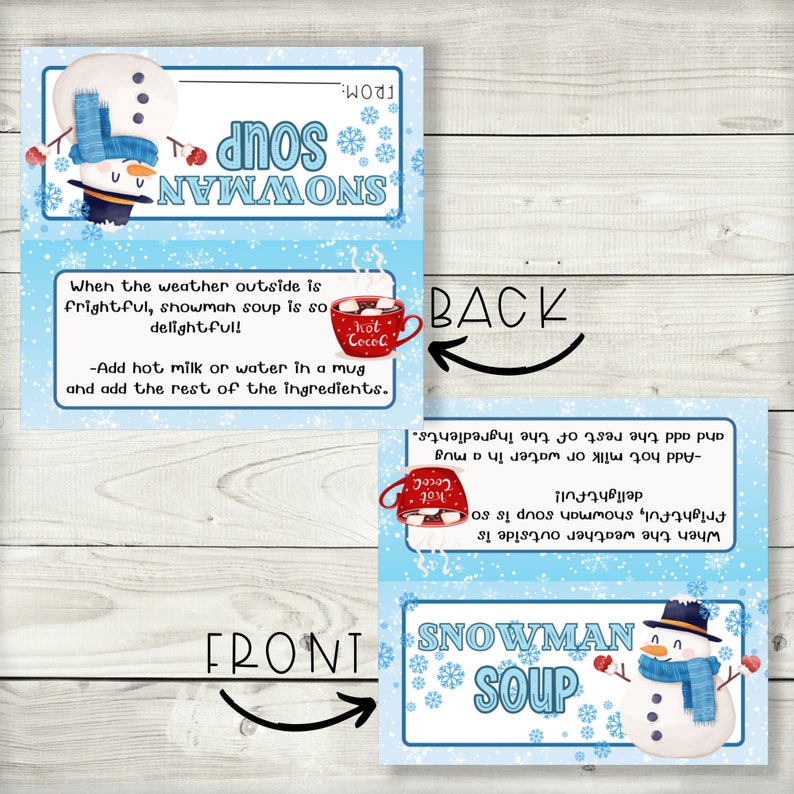 Snowman Soup Bag Toppers: Hot Cocoa Party Favors (4.15” X 2”) - Etsy