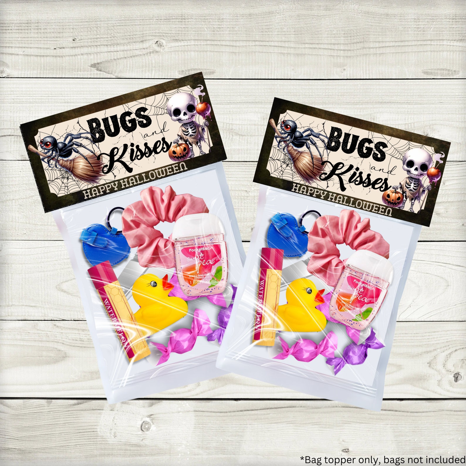 Halloween Treat Bag Toppers: Bugs and Kisses Party Favors (4.15” X 2 ...