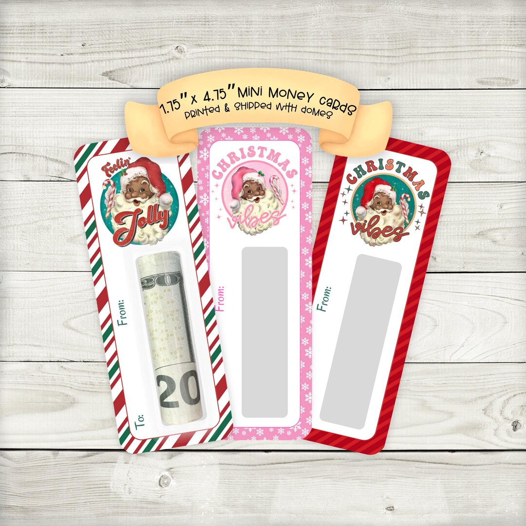 Black Santa Mini Money Holders – Christmas Cash Cards for Stocking ...