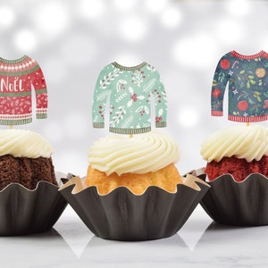 Tacky Ugly Sweater Cupcake Toppers set of 12 US02 - Etsy