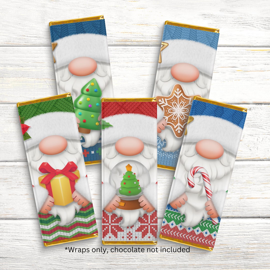 Christmas Gnome Chocolate Bar Wrappers: Festive Holiday Favors - Etsy