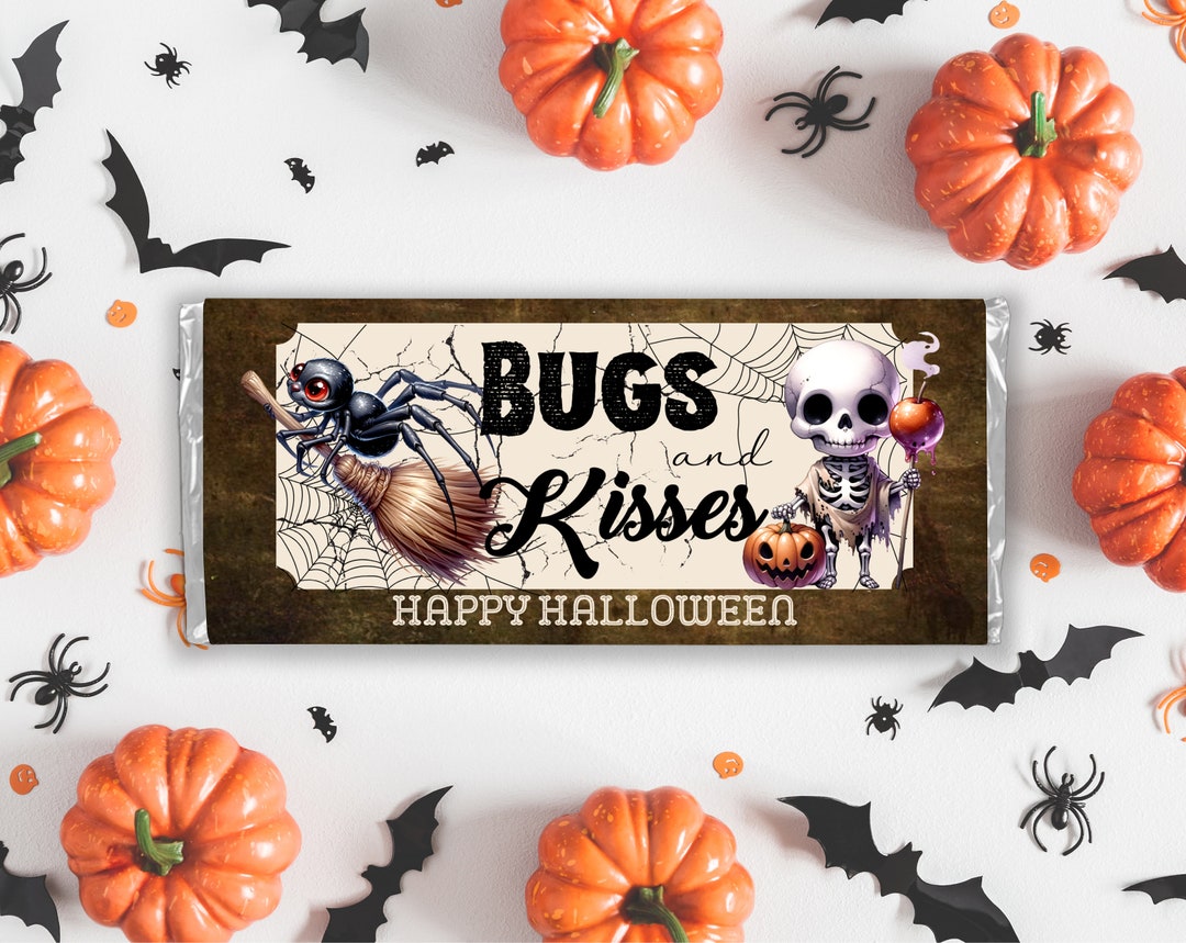 Bugs and Hugs, Ghost Chocolate Bar Candy Wrappers, Chocolates Bar ...