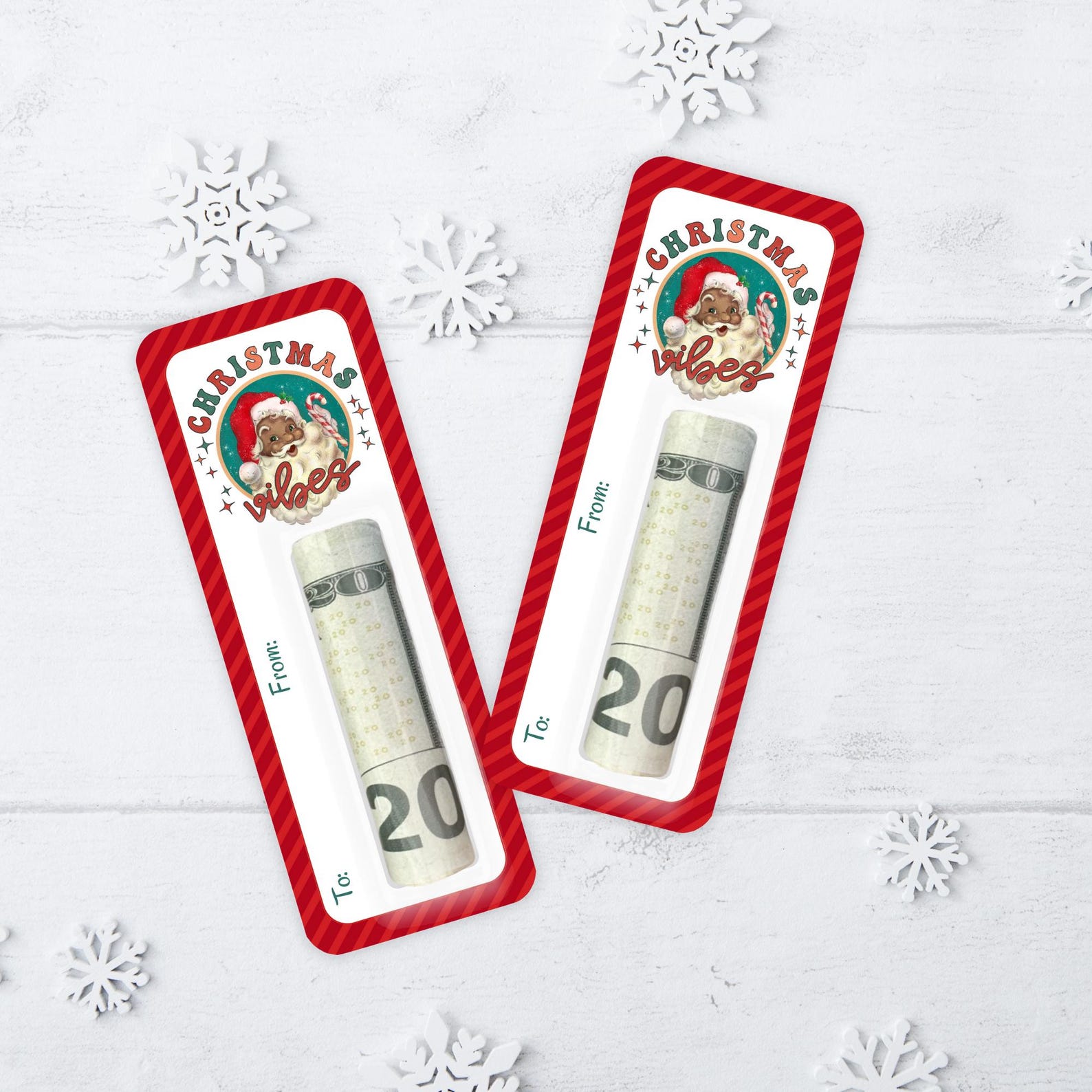 Black Santa Mini Money Holders – Christmas Cash Cards for Stocking ...
