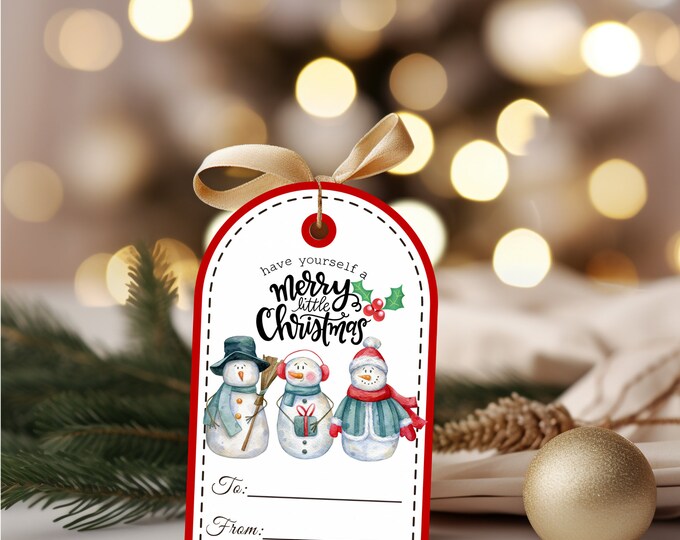 Snowman With Hat & Scarf, Christmas, Gift Tags, Cute, Whimsical ...