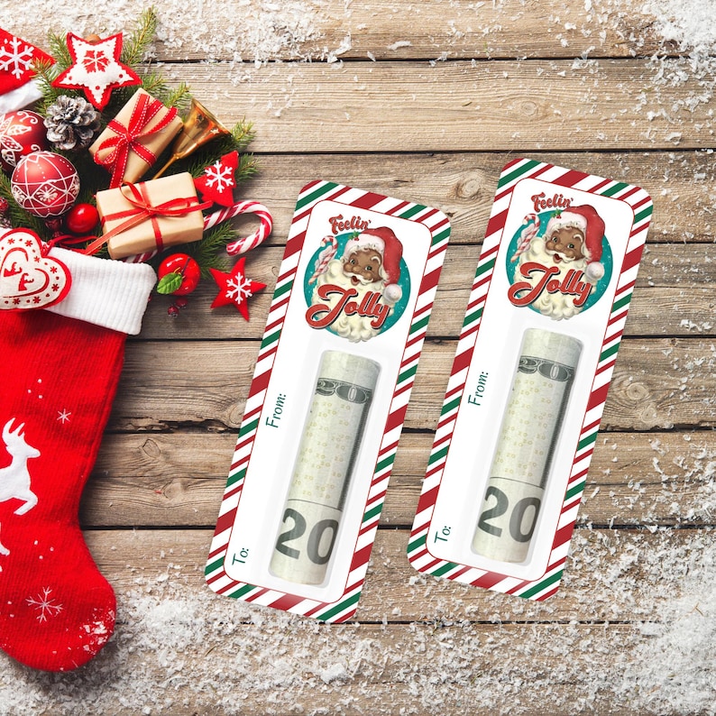 Black Santa Mini Money Holders – Christmas Cash Cards for Stocking ...