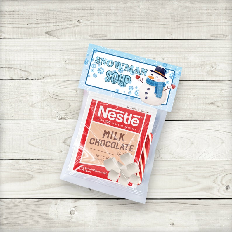 Snowman Soup Bag Toppers: Hot Cocoa Party Favors (4.15” X 2”) - Etsy