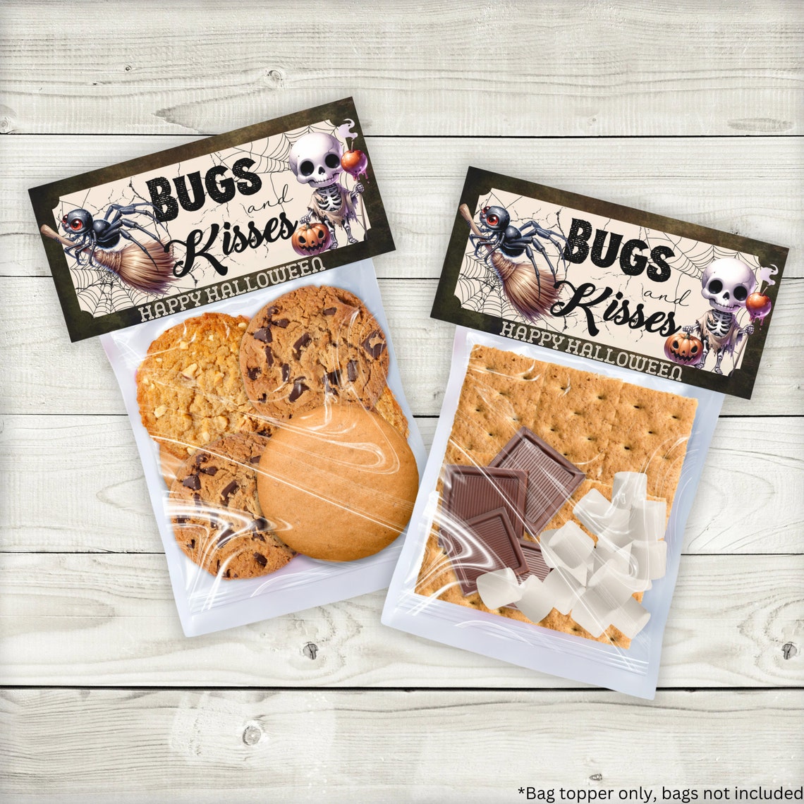Halloween Treat Bag Toppers: Bugs and Kisses Party Favors (4.15” X 2 ...