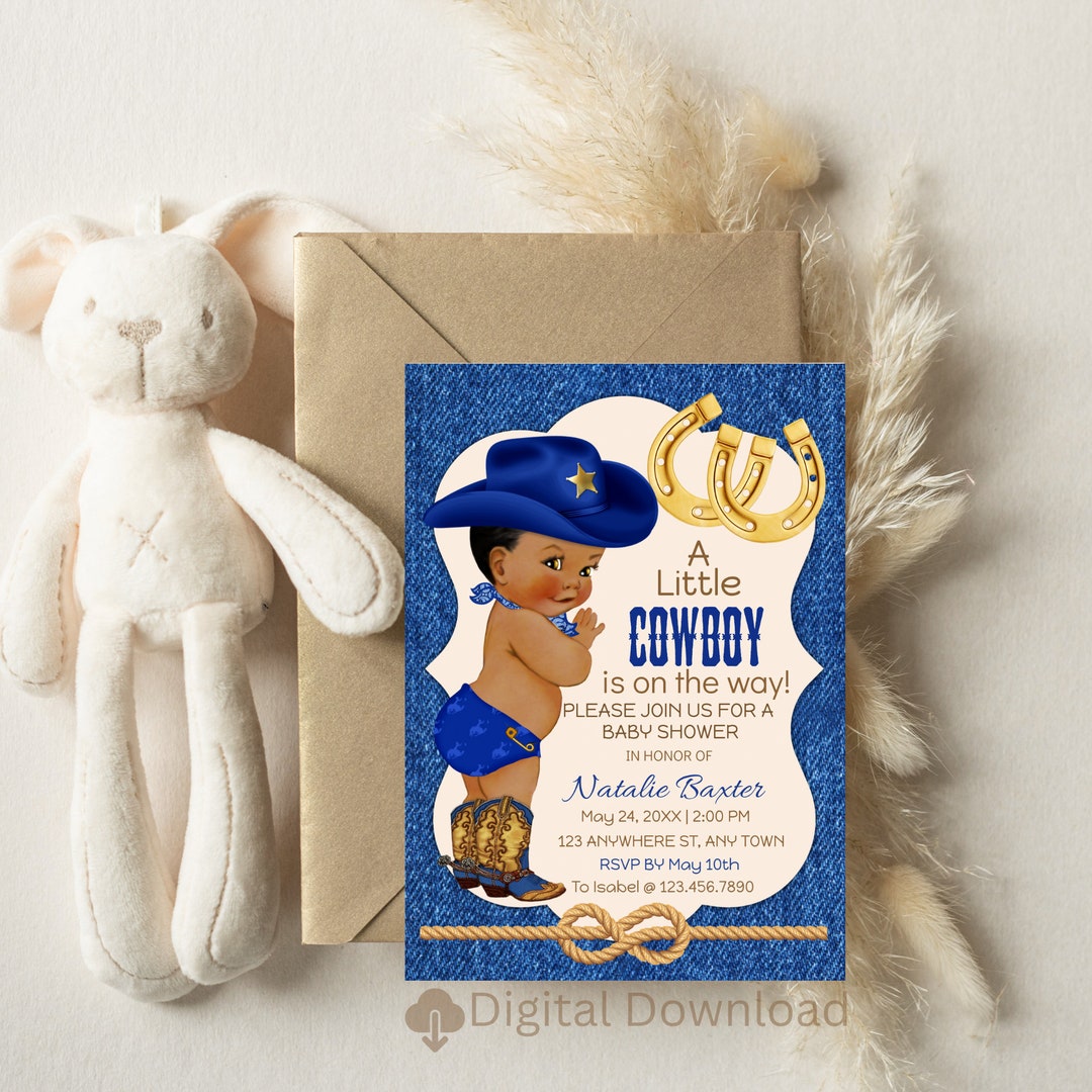 Invitaciones imprimibles de baby shower de vaquero rústico ...