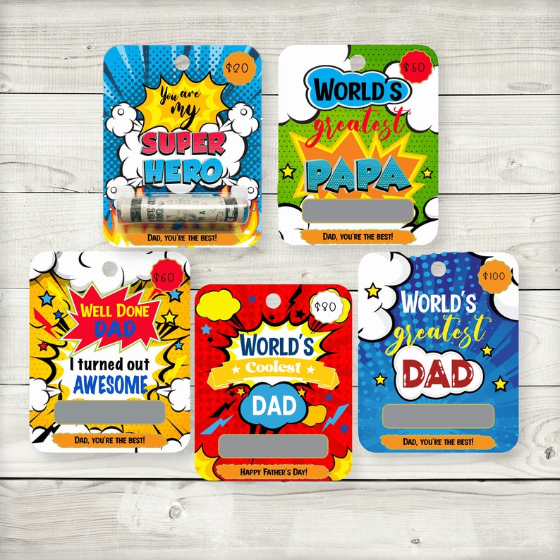 Superhero Comic Father’s Day Money Card Holder - Etsy