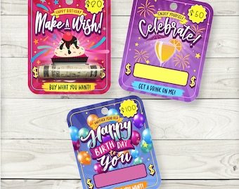 Happy Birthday Card With Rolled Money Slot Unique & Fun Gift Idea for ...