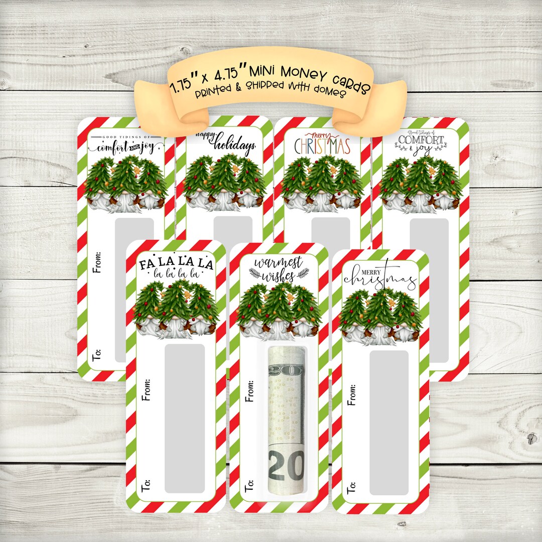 Mini Money Cards | Christmas Tree Gnome Money Holders | Christmas Cash ...