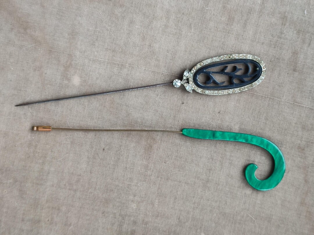 ANTIQUE 2 Unusual Vintage Hat Pins, Design Ornament, Flourish, Art Deco ...