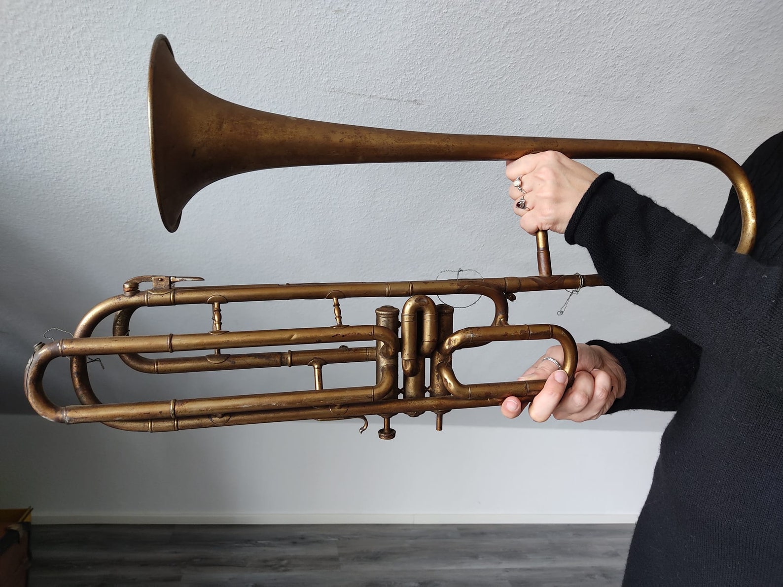 Vintage Trumpet Belgium Th Van Sas Turnhout Damaged Wind Instrument ...