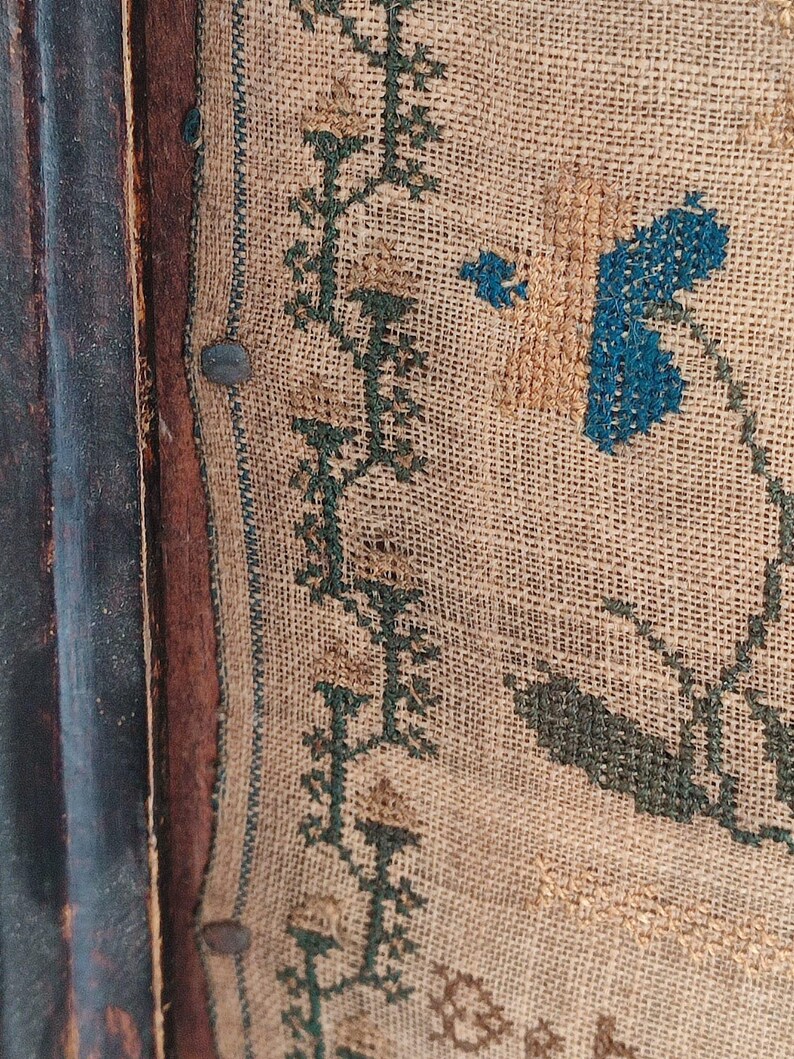 ANTIQUE Sampler Cross Stitch Handwork 1840 Sampler Early Needlework ...